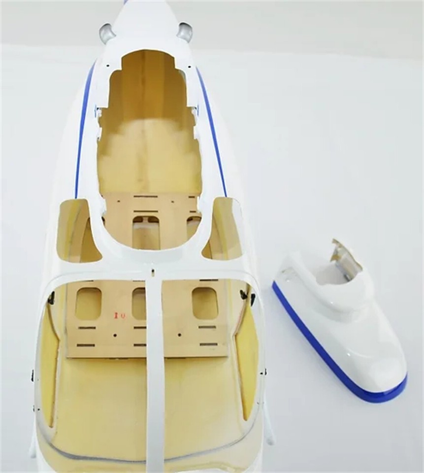 White Blue 700 B206 RC Helicopter Fuselage 700 Size Glass Fiber Bell ...