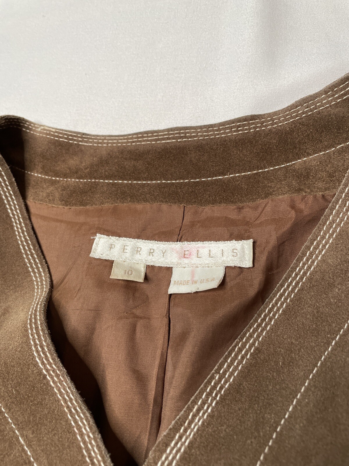 Perry Ellis Marc Jacobs Crop Brown Suede Leather Jack… - Gem