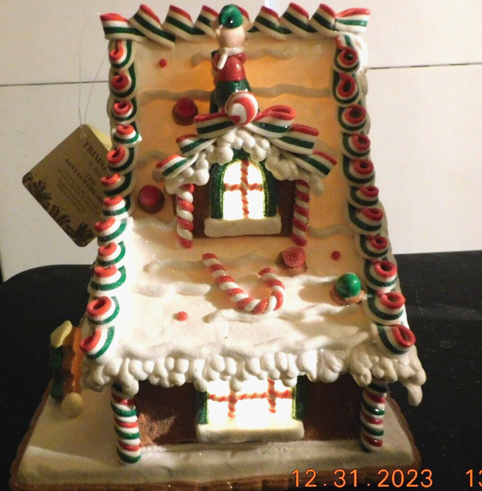 New Trimsetter Gingerbread House Light Up LED Santa's Workshop 10.5 ...