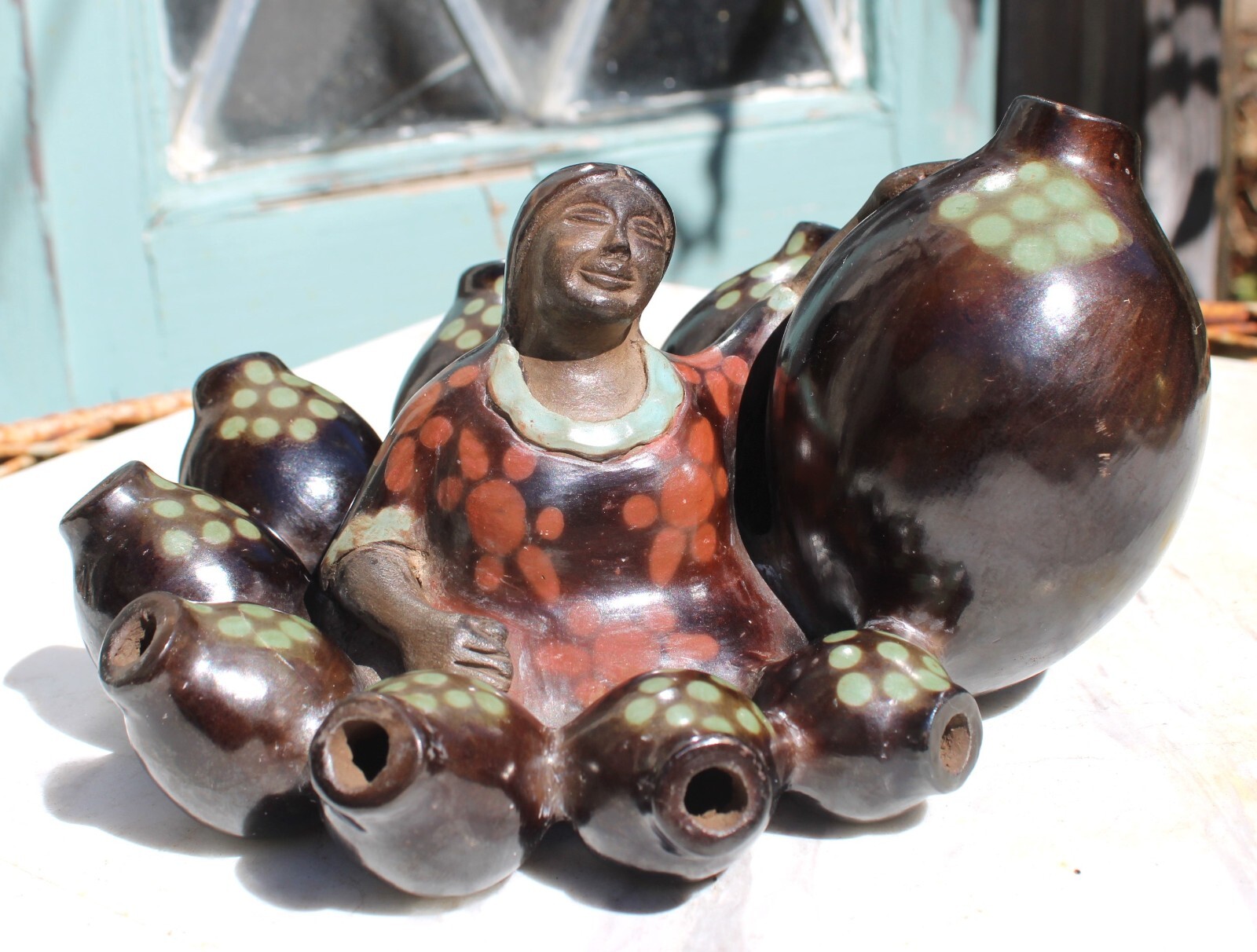 Vintage Chulucanas Peru Folk Art Lady Figure Sculpture with Pots signed ...