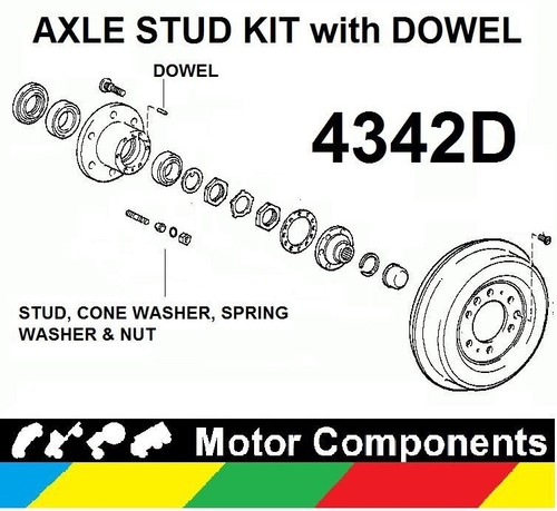 Axle Stud & Nut Kit with DOWELS for Landcruiser 1979-99 & Hilux 4WD ...