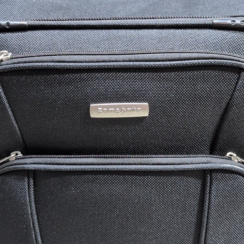 Samsonite Wheeled Spinner Suitcase Black Soft Shell Luggage Airport ...