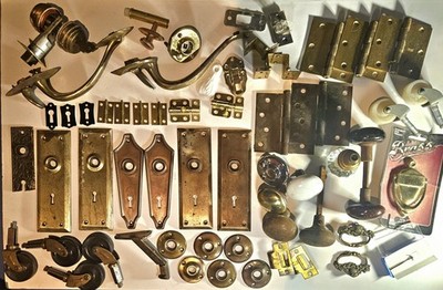 Antique Large Lot Of Door Hardware Household Hardware Brass Stanley ...