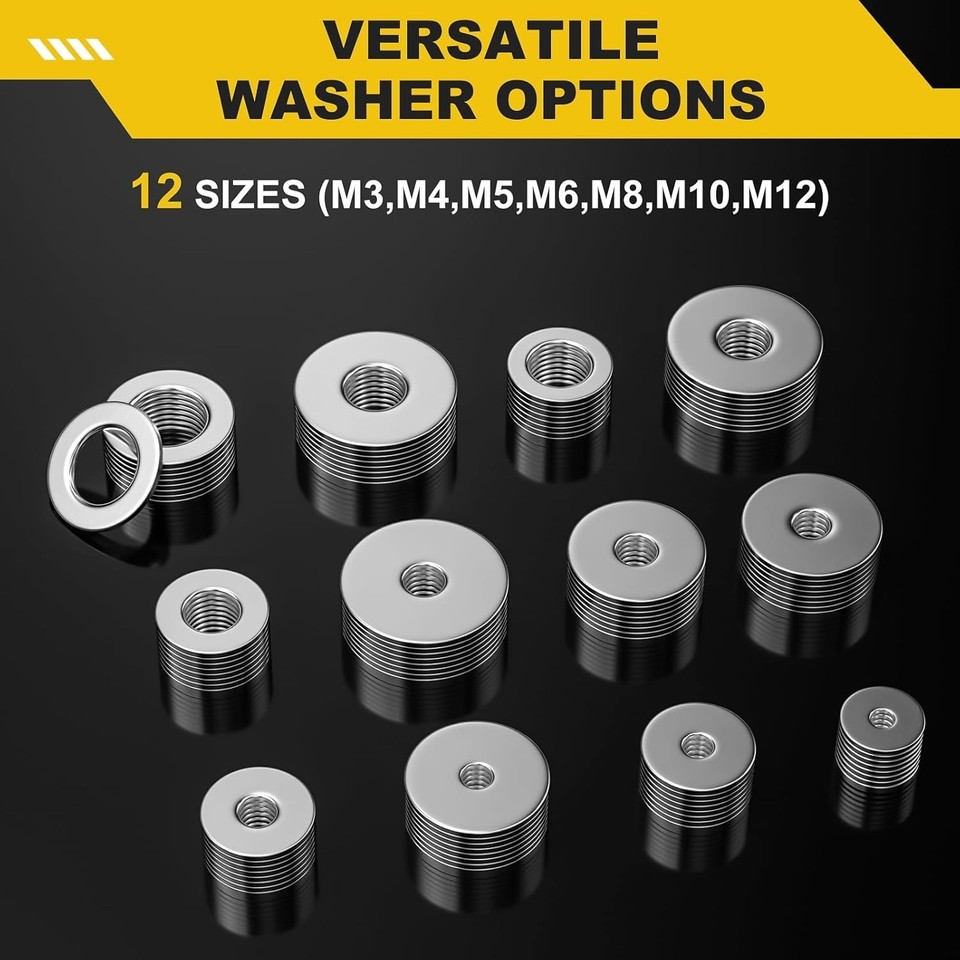 108Pcs 304 Stainless Steel Flat Washers, Fender Washers Assortment Kit ...
