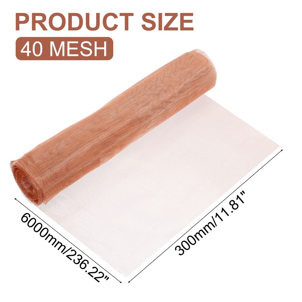 Copper Mesh, 240" x 12" 40 Mesh Pure Copper Dense Filter Screen Mesh ...