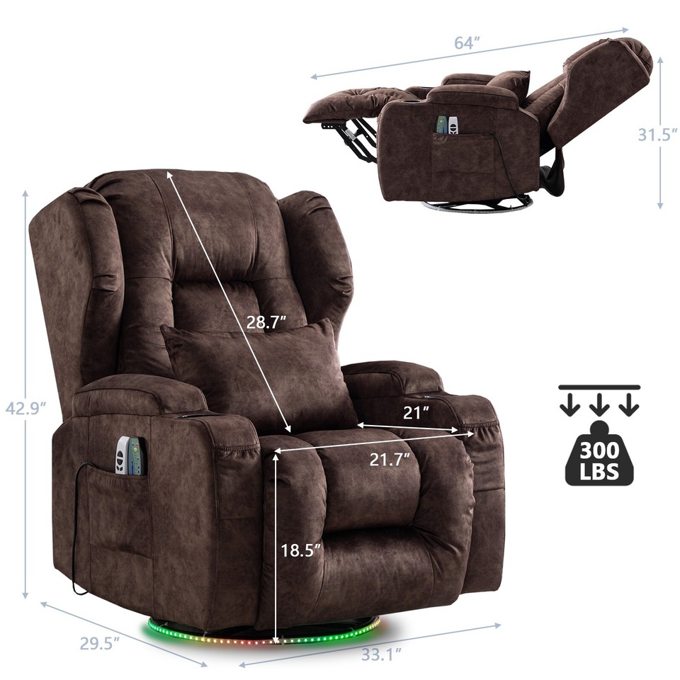Swivel Glider Rocker Recliner Power Rocking Chair with Massage and ...