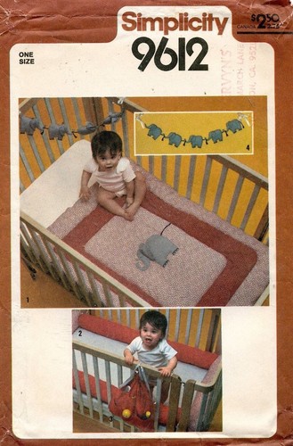 1980's VTG Simplicity Baby Quilt,Bumpers,Diaper Bag&Crib Toy Pattern ...
