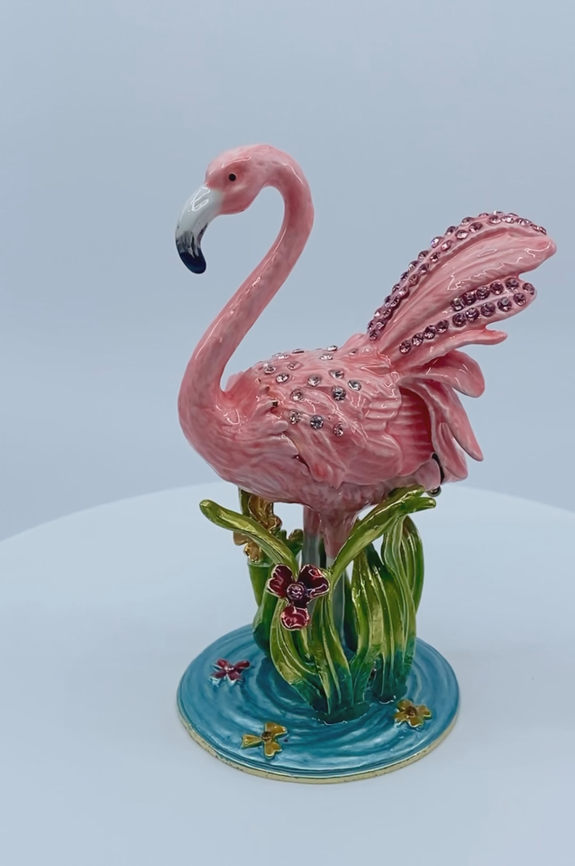 Kubla Craft Bejeweled Enameled Trinket Box: Flamingo Box, Item# 3045 | eBay