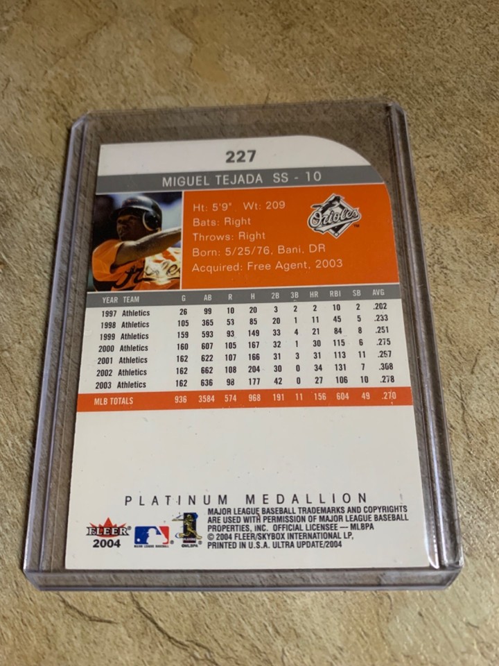 2004 Fleer Ultra Miguel Tejada Platinum Medallion (Missing Serial ...