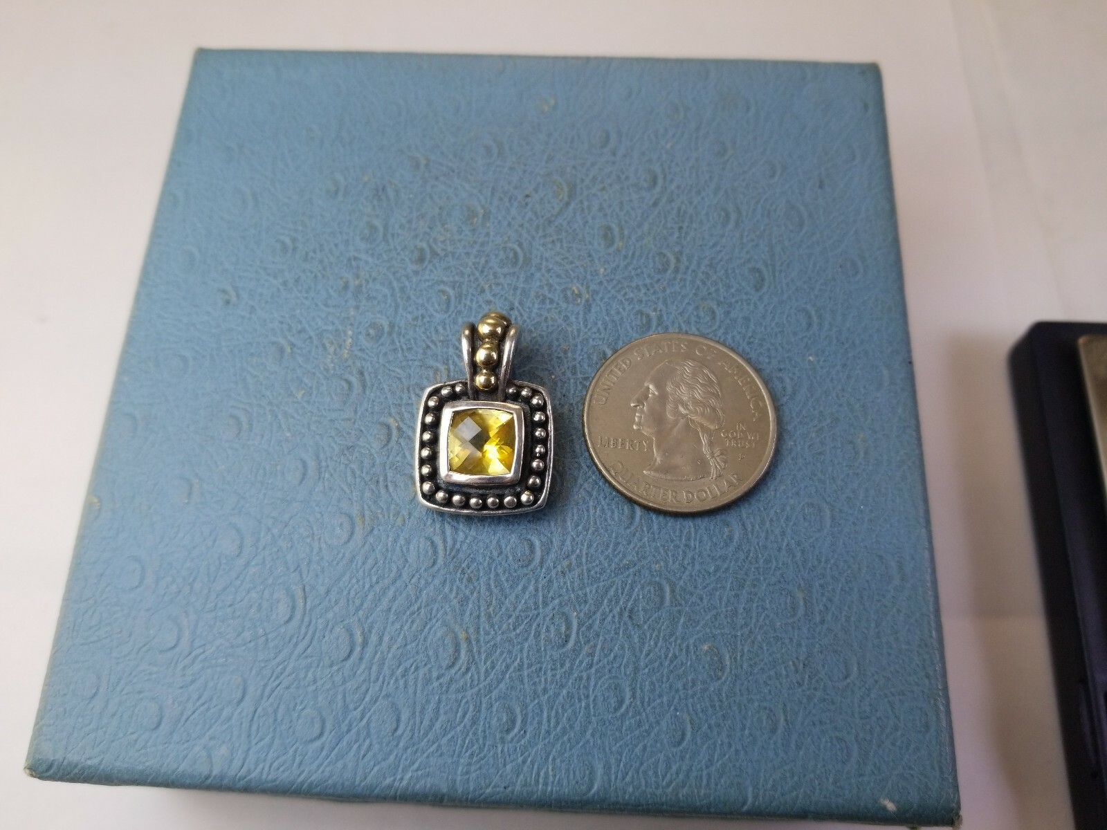 Samuel B Behnam BJC 14k Gold & Sterling Silver Yellow Stone Pendant. | eBay