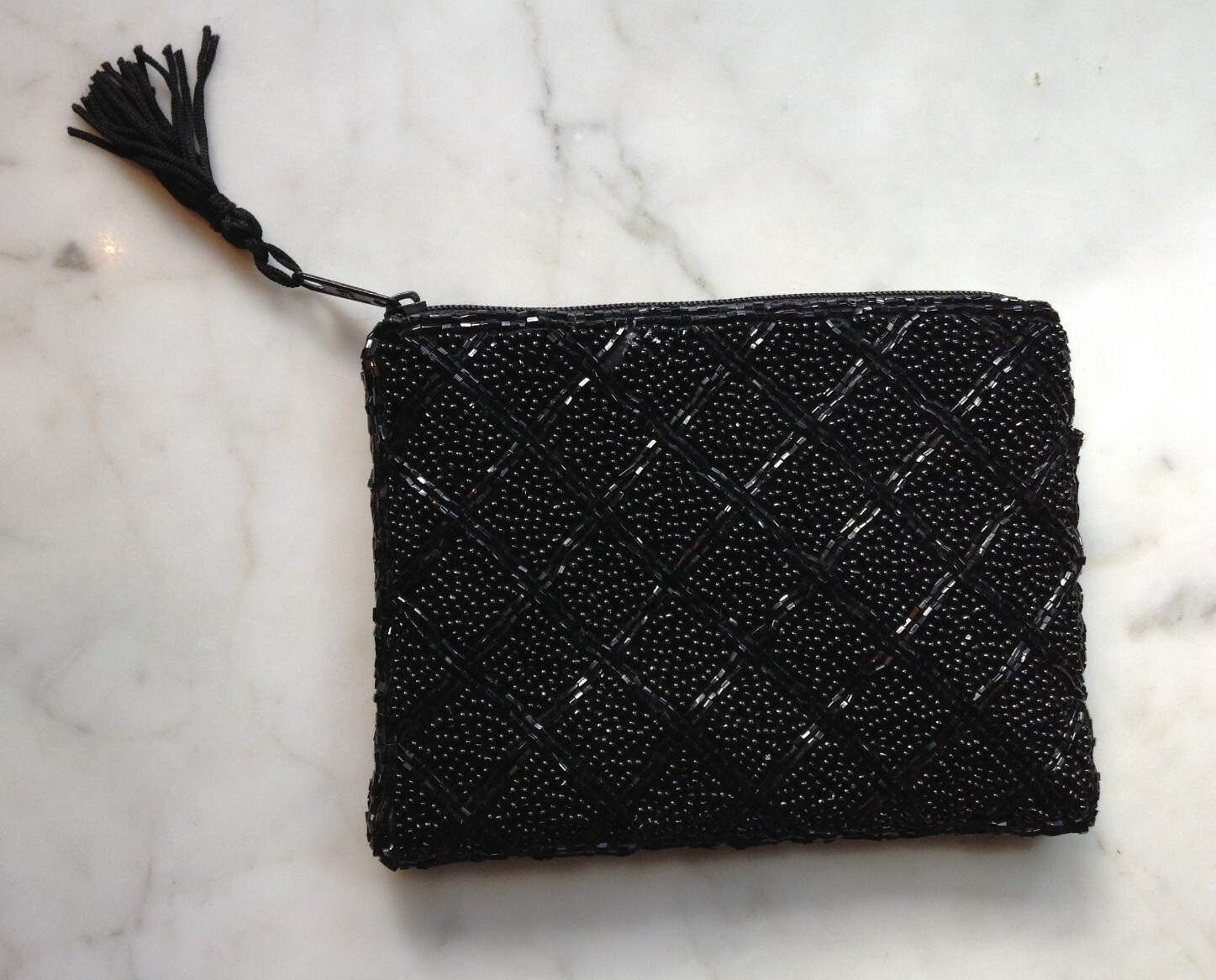 Lancome Small Evening Bag--Black Beaded Tassel Purse,… - Gem