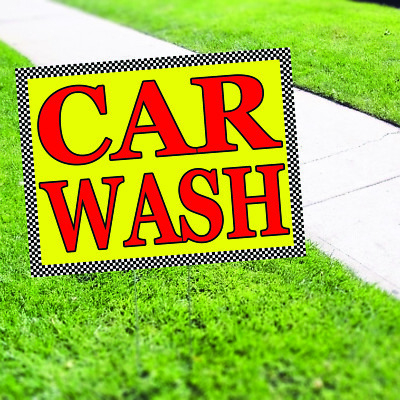 Car Wash Yard Sign With Stake Outdoor Garage Lawn Car Auto Wash ...