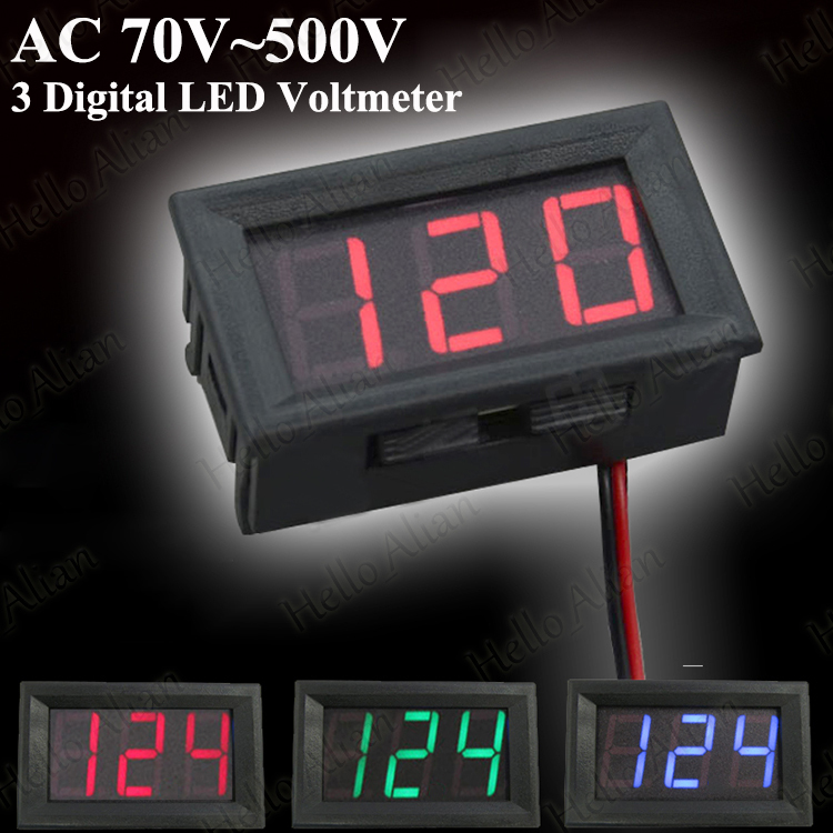 AC 70V-500V Digital LED AC Voltmeter Voltage Meter AC 110V 220V 230V ...