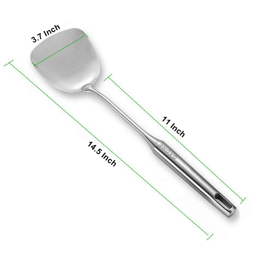 Wok Spatula Stainless Steel Wide Metal Spatula With Hollow Long Handle ...