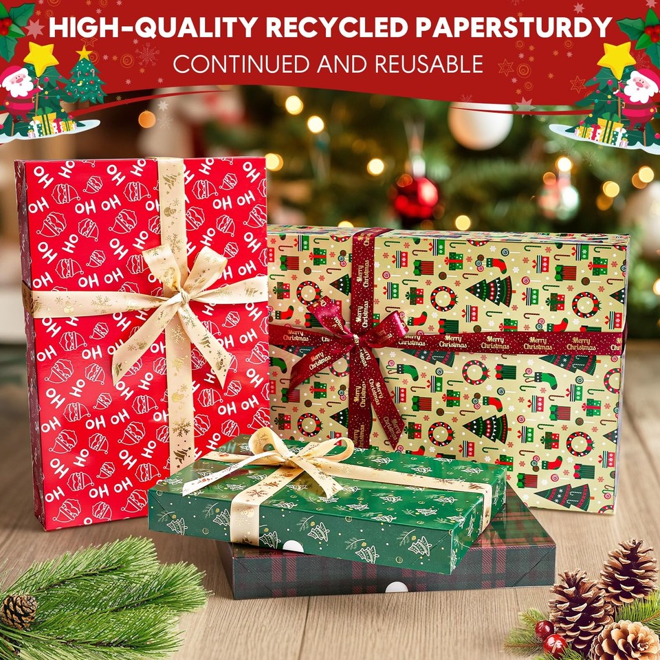 12 Pack Large Christmas Boxes for Presents, Assorted Sizes Christmas ...