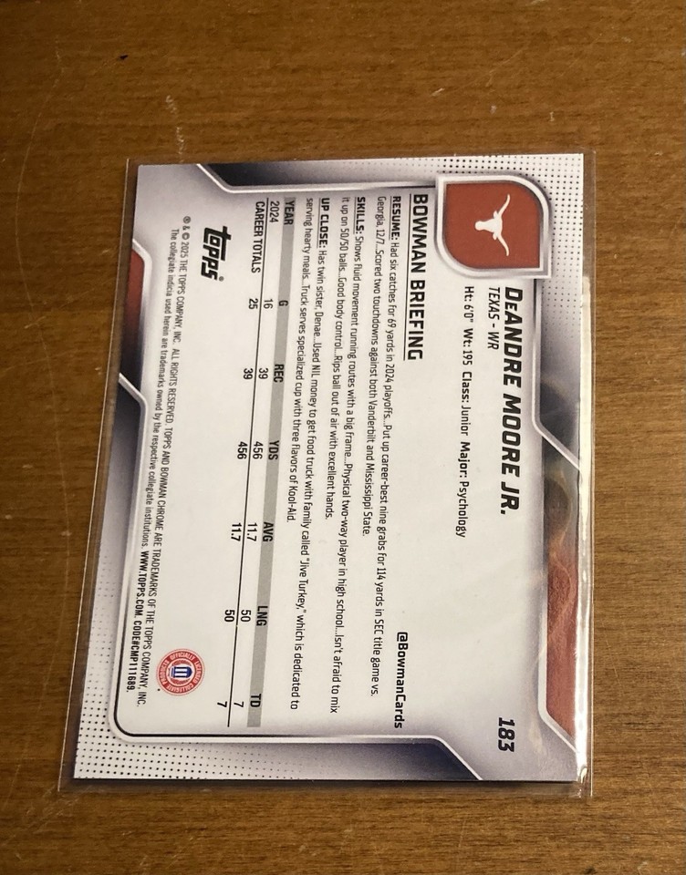 DeAndre Moore Jr 2025 Bowman Chrome University 1st Texas Longhorns | eBay
