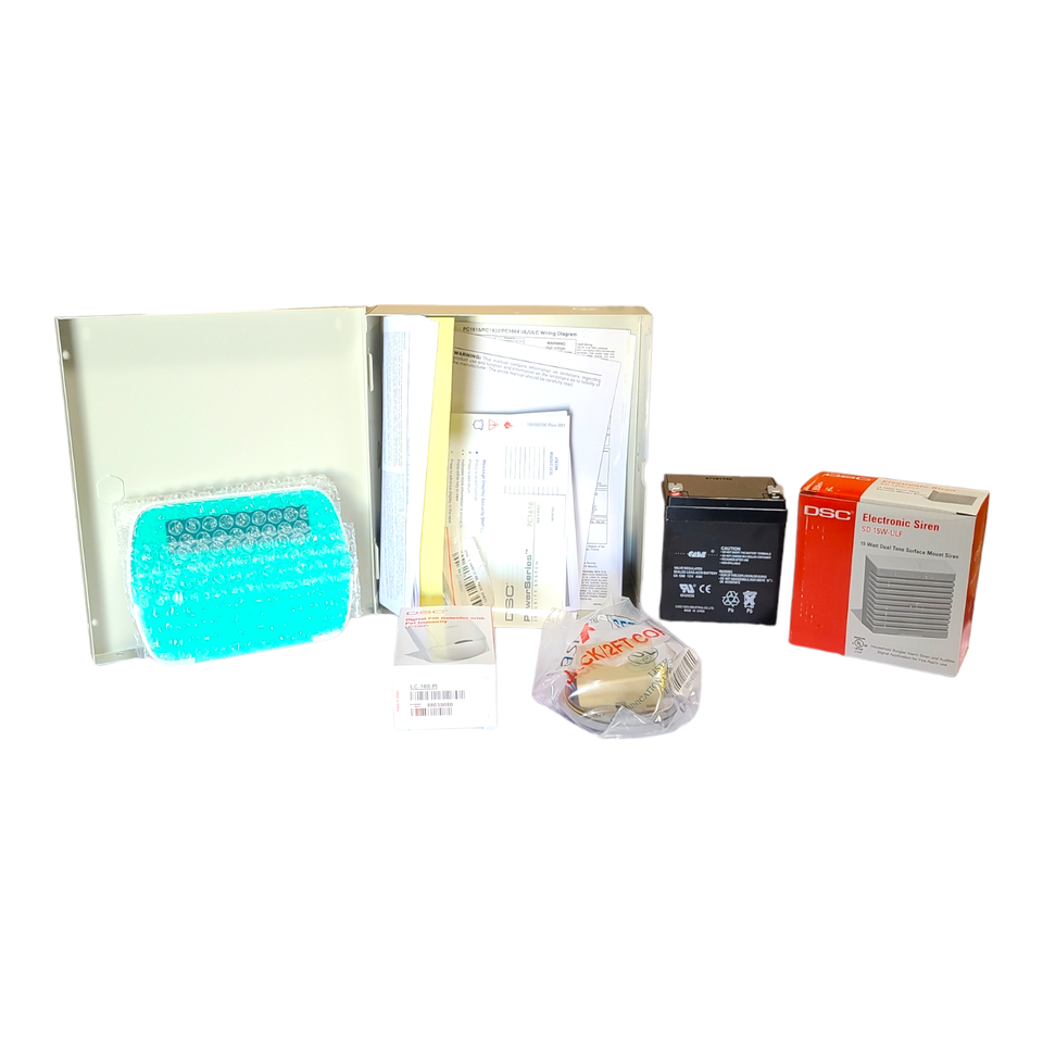 DSC KIT16-101SCP01NT With PC1616, PK5501 Keypad, Motion, Siren, Battery ...