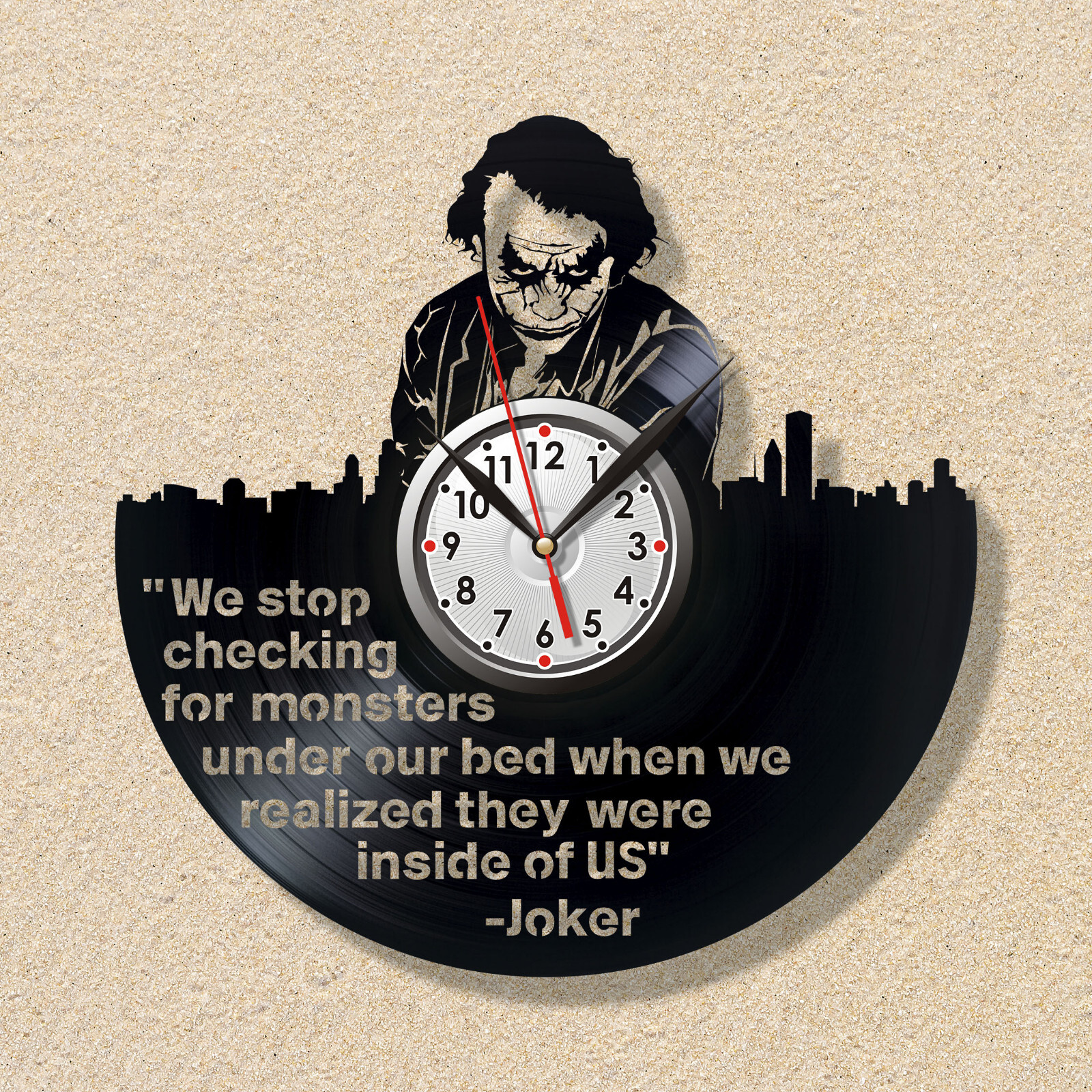 Vinyl clock Joker clock Joker decor Joker wall clock Joker Wall decor ...
