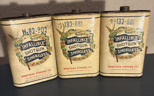 3 Antique Hercules Infallible Shotgun Smokeless Black Powder ...