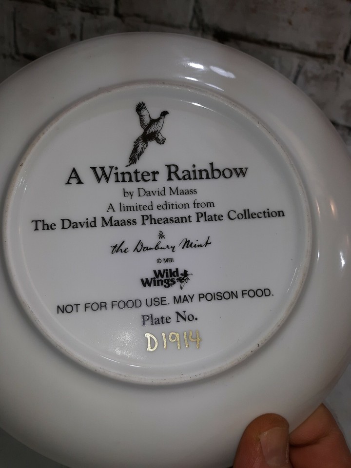David Maas Pheasant Plate Collection Plate # 1914 Winter Rainbow | eBay