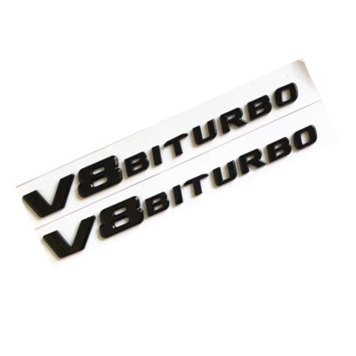 2PC Gloss Black V8 BITURBO Number Letters Emblem Badge Sticker For ...