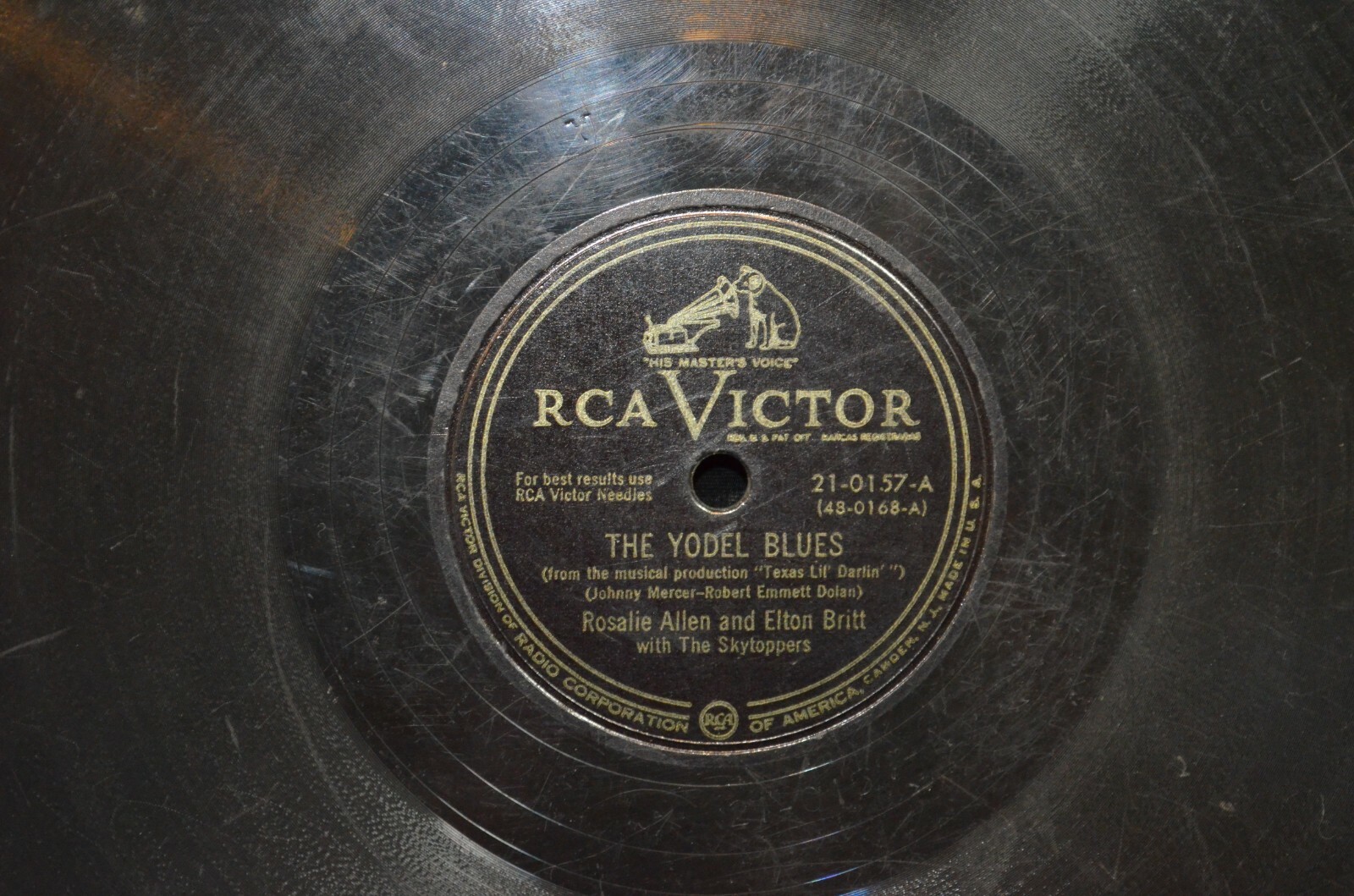 RCA Victor 78 rpm Elton Britt and Rosalie Allen Yodel Blues ...