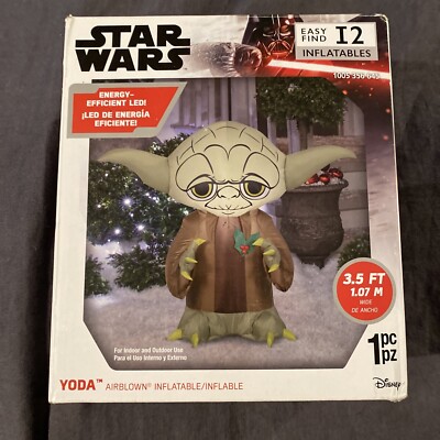 Gemmy 3.5Ft Star Wars Yoda Christmas Holly Airblown Inflatable Indoor ...