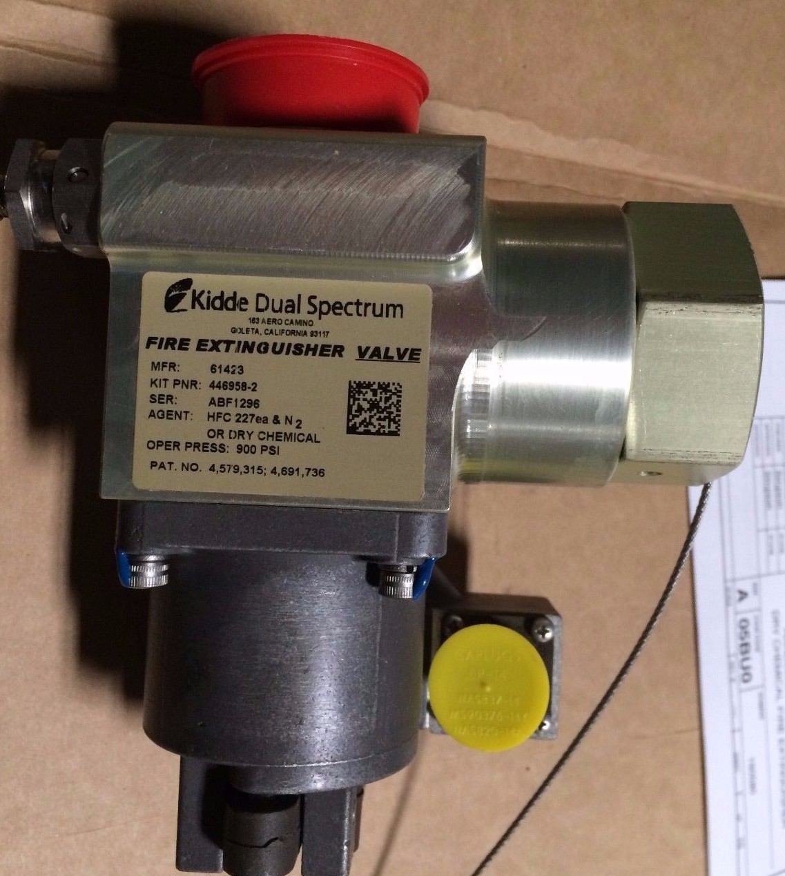 KIDDE DUAL SPECTRUM FIRE EXTINGUISHER VALVE 61423 446958-2 3113951C91L ...