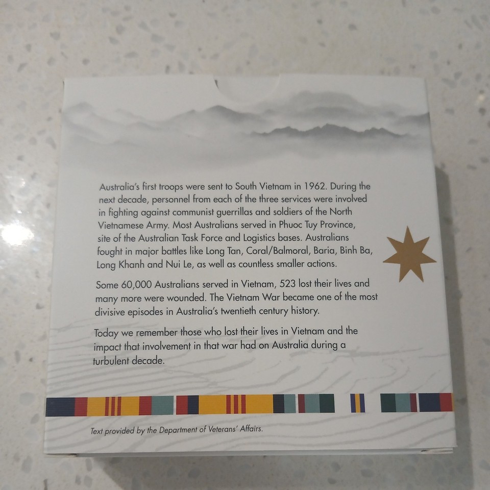 2023 $2 C Mintmark Coloured Silver Proof Coin 50th Anniversary Vietnam ...