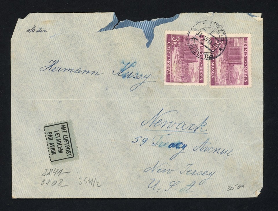 1944 Germany Occ Bohemia & Moravia Cover To US 6k German Censor ...