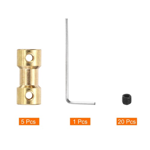 5Pcs 6mm to 6mm Brass Shaft Coupling Joint Connector with Screws and ...