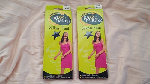 2 Packs Vintage Retro X-Large Razzamatazz Navy Mist 15 Den Silken Feel ...