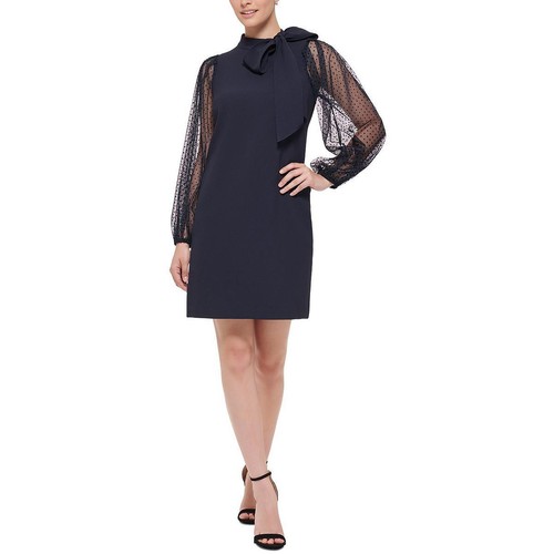 Vince Camuto Womens Navy Mesh Dot Knee-Length Cocktail Shift Dress 2 ...