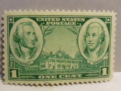 SCOTT STAMP # 785 NICELY CENTERED WASHINGTON & GREENE 1 CENT STAMP ...