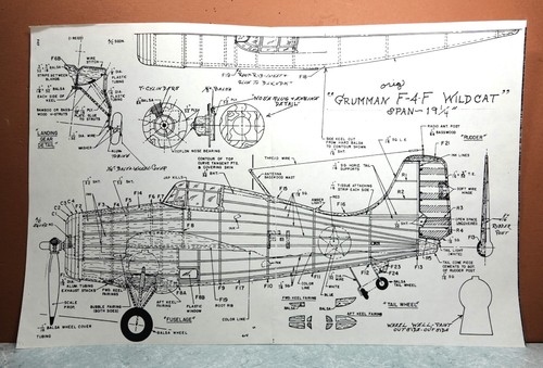 GRUMMAN WILDCAT F4F-4 BALSA FREE FLIGHT MODEL AIRPLANE PLANS 19 ...