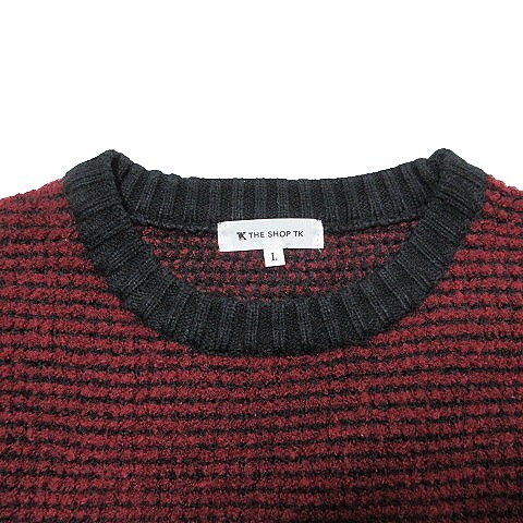 The Shop Tk Sweater Knit Thick Long Sleeve Wool Blend Crew Neck L Red ...