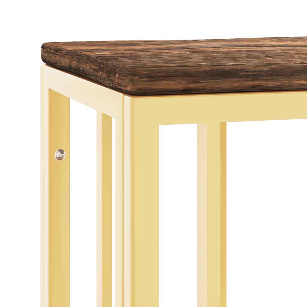 Table console dorÃ© acier inoxydable et bois massif rÃ©cupÃ©ration | eBay