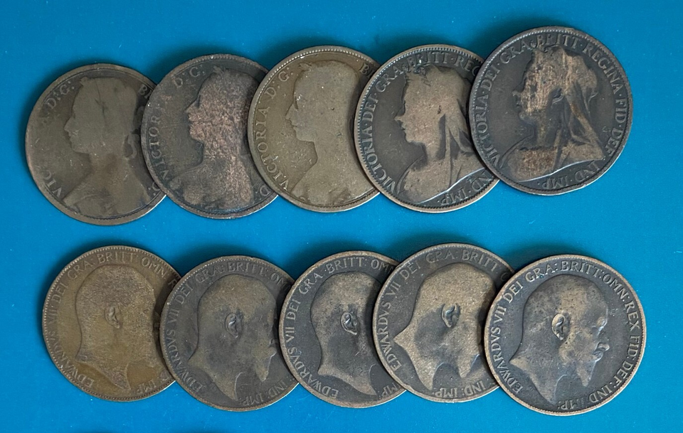 30 BULK PENNIES OLD ENGLISH COINS DATE RANGE 1860-1967 | eBay