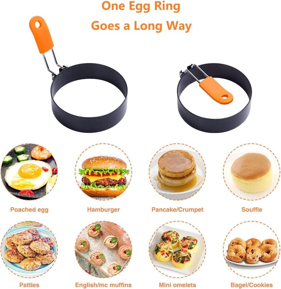 4 Pcs Non Stick Fried Egg Shaper Stainless Steel Pancake Ring Mold ...