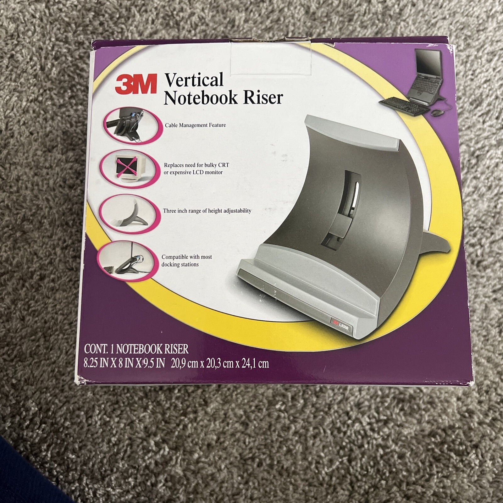 3M Vertical Notebook Riser LX550 Adjustable Laptop Stand Black for sale ...