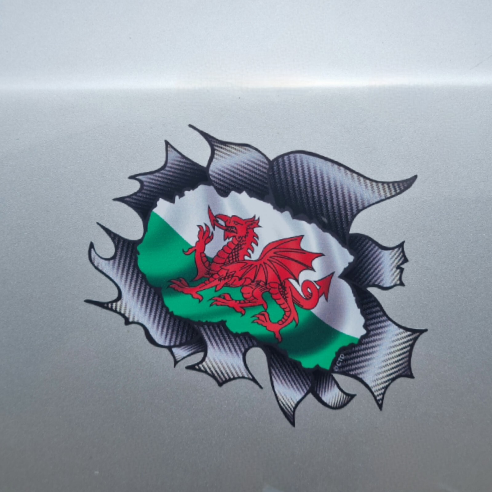 Wales Welsh Flag Ripped Carbon Fibre Vinyl Sticker Decal For Car Van ...