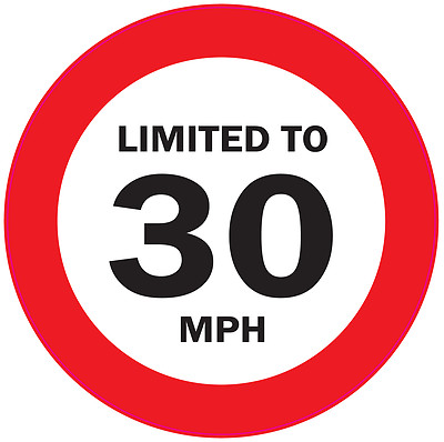 LIMITED TO 30 MPH Vehicle speed restriction sticker VAN WAGON 120 x 120 ...