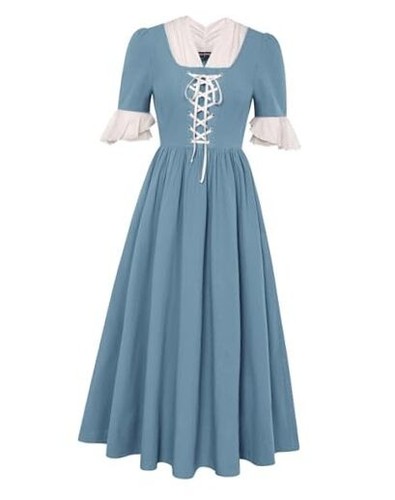 Colonial Dress - Womens Pioneer Prairie Dress with Pockets Large Light ...