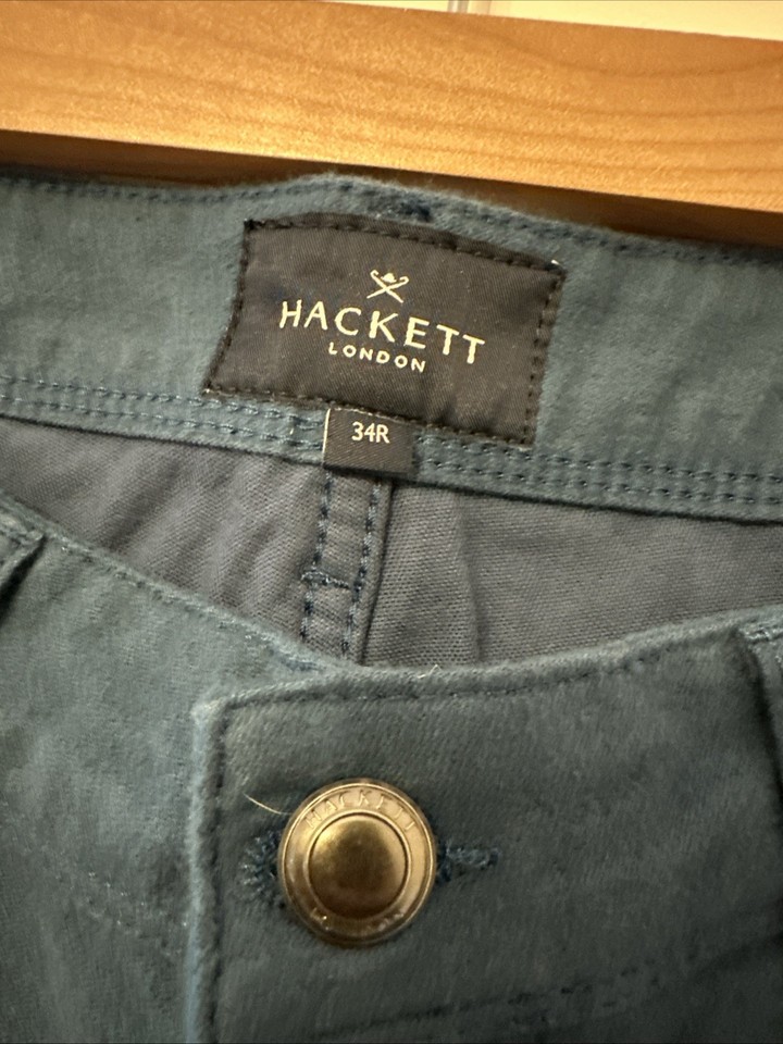 Hackett London Men’s Trousers In 34R L31 In Petrol Blue Soft Moleskin ...