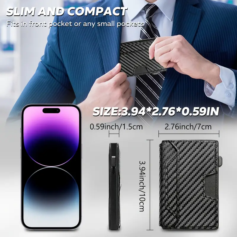 Mens Money Clip Minimalist Wallet, Pop Up Metal Card Holder Slim Wallet ...