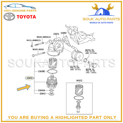 15650-38020 Genuine Toyota OIL FILTER HOUSING CAP ASSY 1565038020 OEM ...