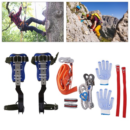 Tree Climbing Spike Set Adjustable Pole Climbing Gear Kit w/Safety Belt ...
