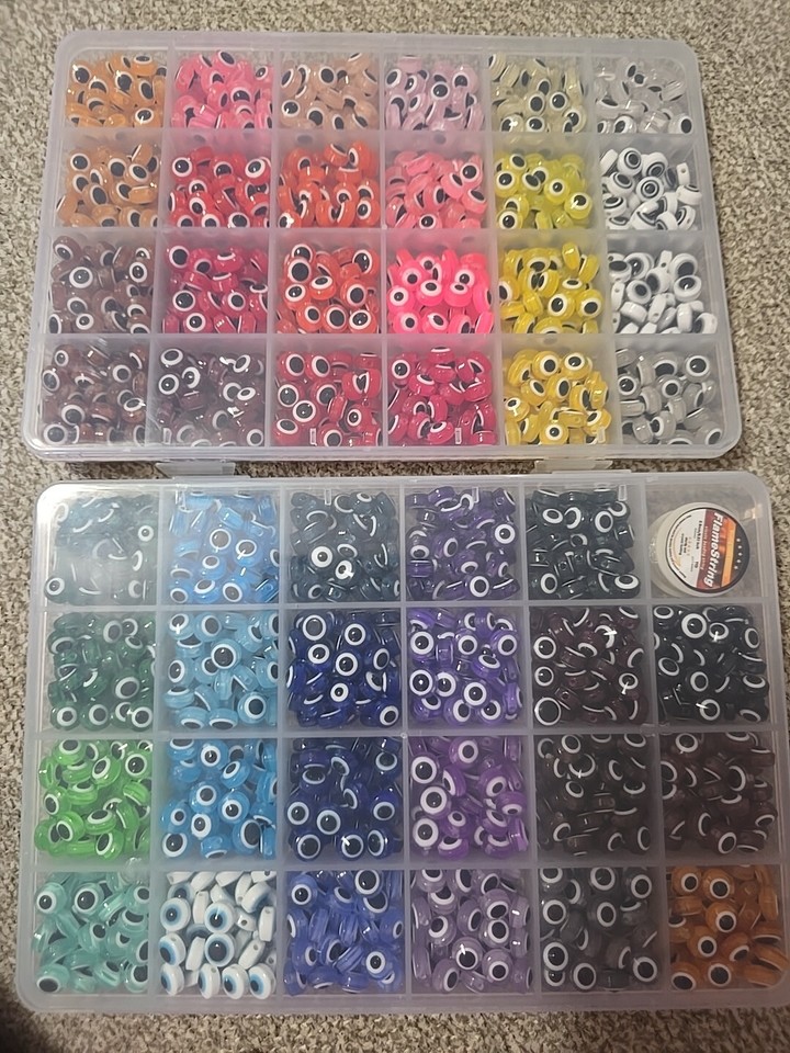 Evil Eye Beads for Jewelry Making Craft Set W/ 48 Compartment. Am Shelf ...
