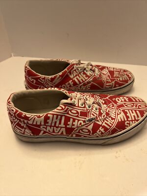 Vans Off The Wall Red Print Canvas Shoes Sneakers 721356 Size Men’s 8 ...