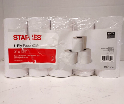 Staples 3" x 128' 1-Ply Paper Rolls Receipts - 10 Pack (197004) | eBay